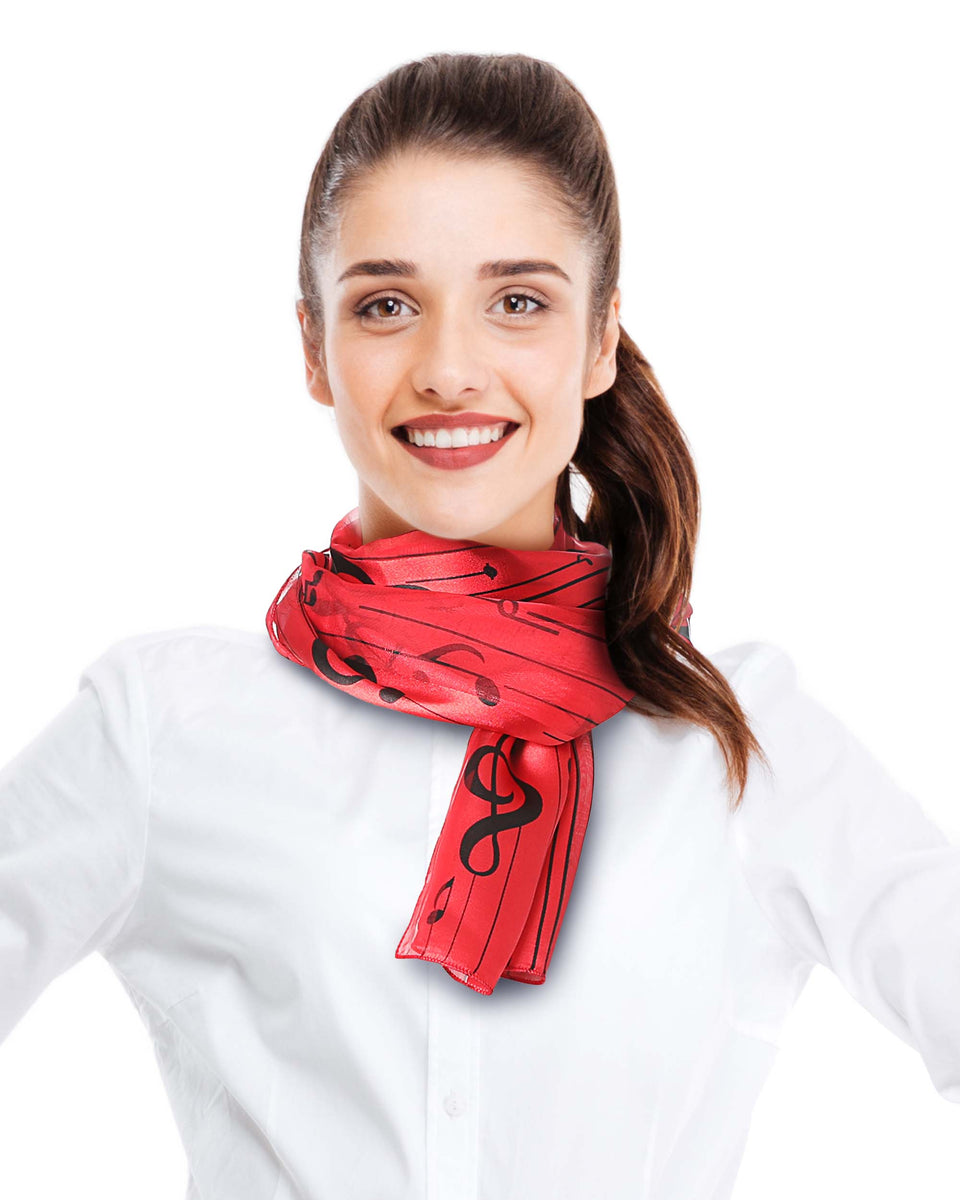 [BUY IN BULK] RED TREBLE CLEF LINE MUSIC NOTE FASHION SCARF – CBC Crown